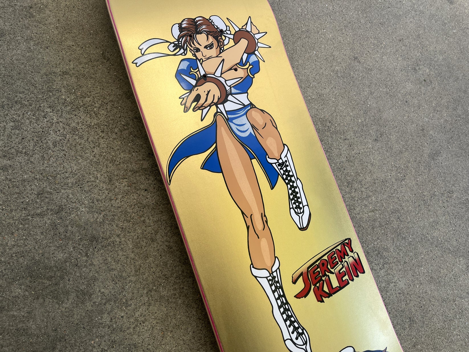 SIGNED OG chun li METALLIC GOLD 8.25 X 32 HAND SCREENED – jk industries