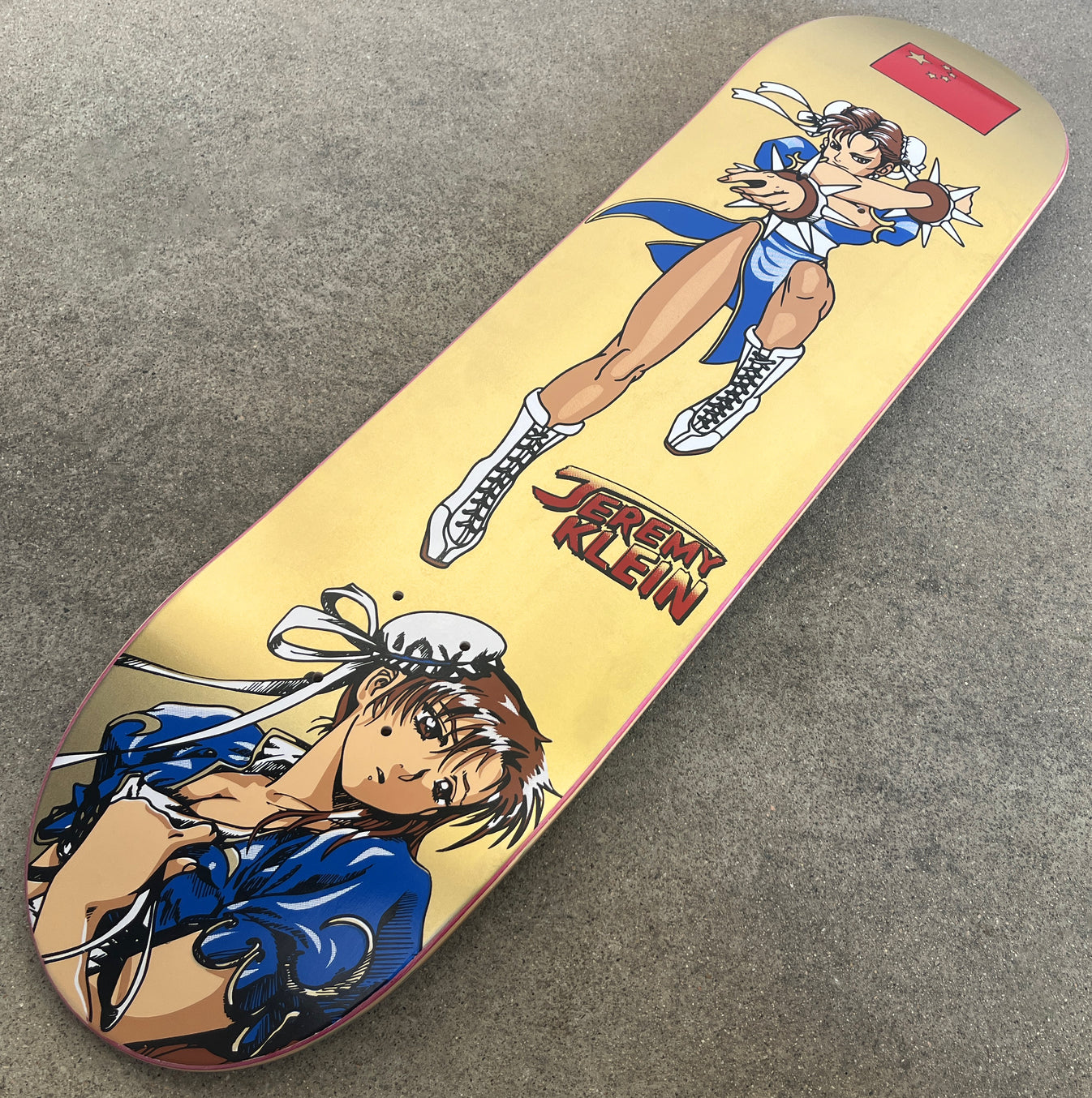 SIGNED OG chun li METALLIC GOLD 8.25 X 32 HAND SCREENED – jk industries